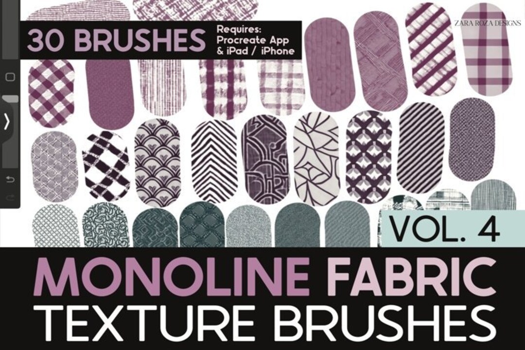 Procreate Fabric Monoline Texture Brush Pack - Vol. 4, 30 Brushes ...