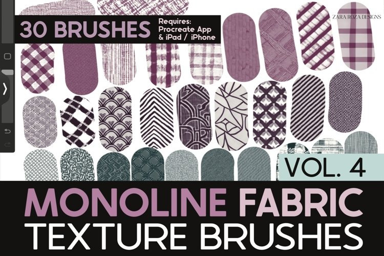 Procreate Fabric Monoline Texture Brush Pack Vol. 4, 30 Brushes Cute ...