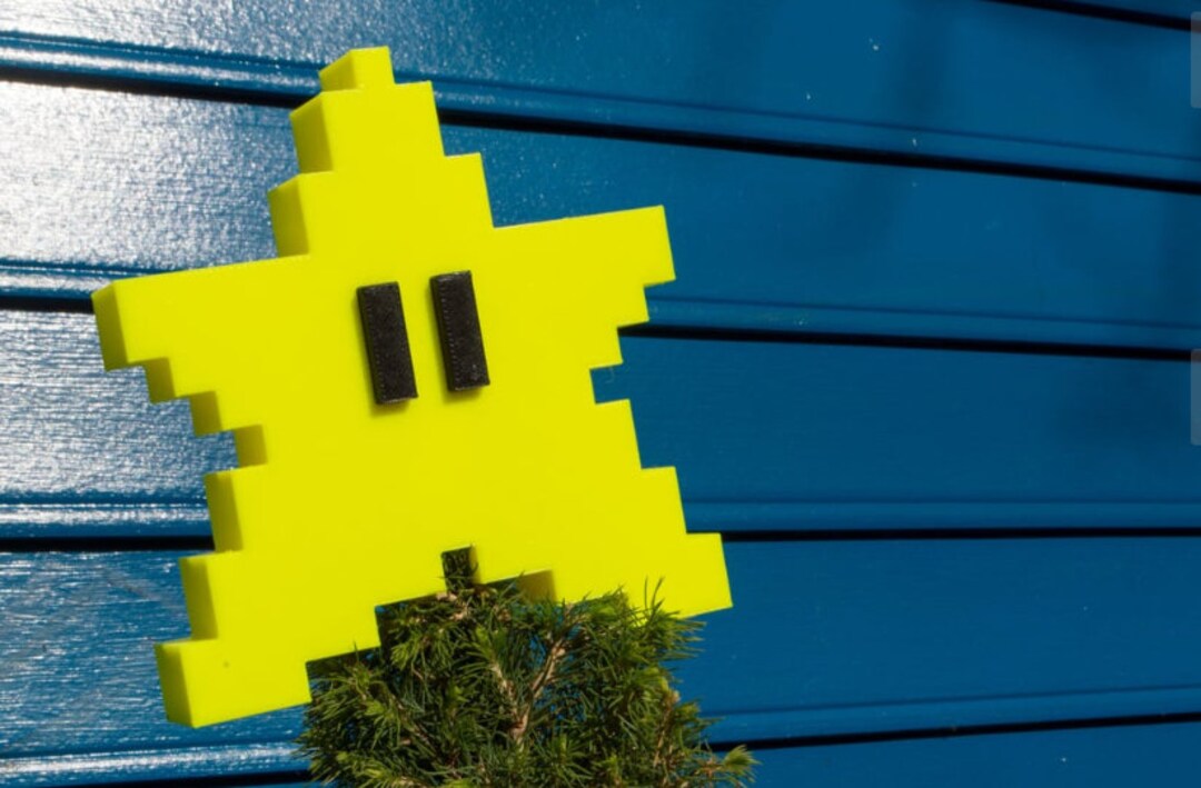 Super Mario Bros. Pixel Star Tree Topper Retro Gaming - Etsy
