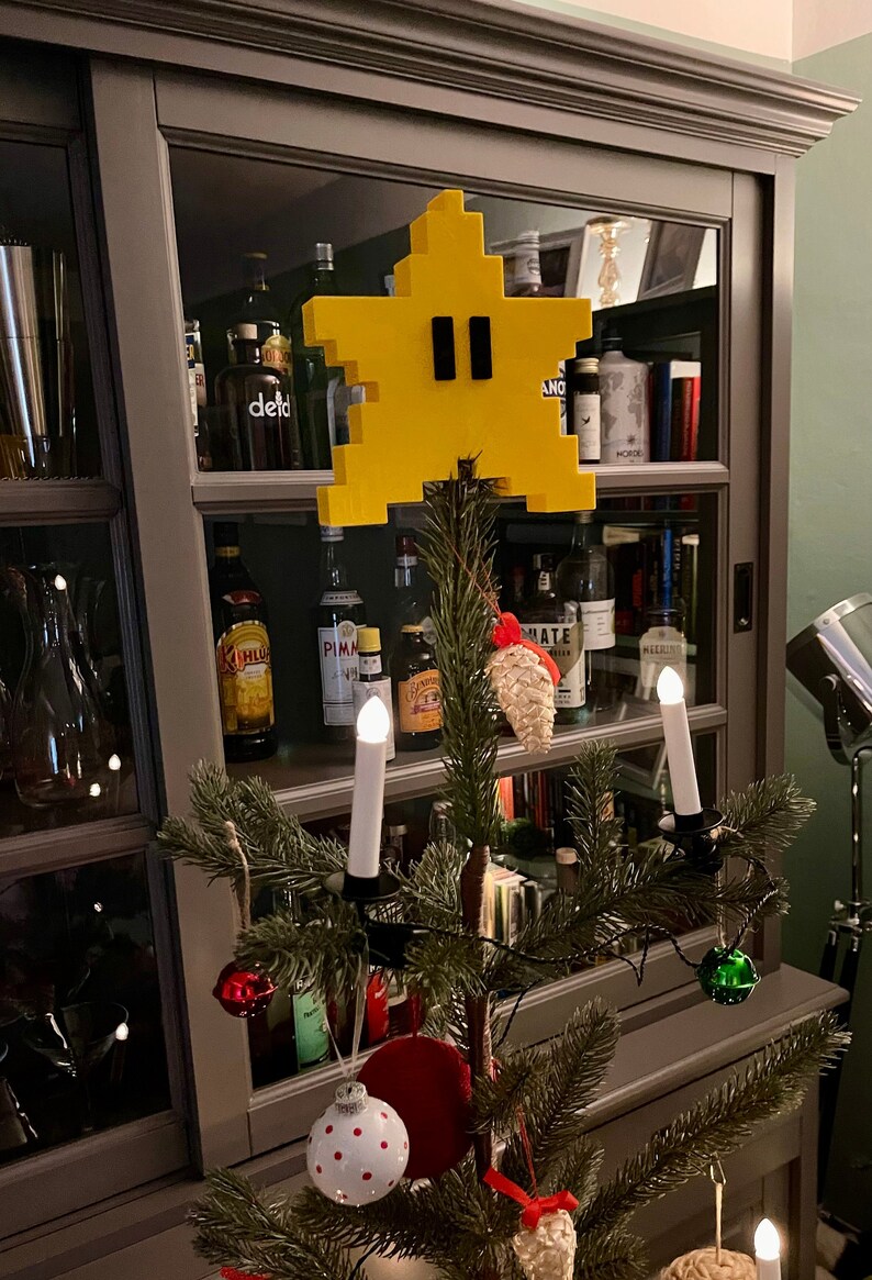 Super Mario Bros. Pixel Star Tree Topper Retro Gaming - Etsy