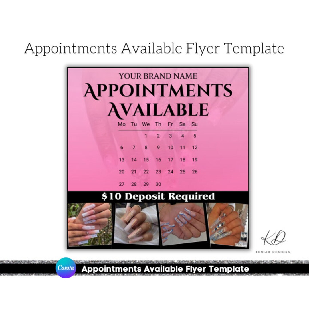 Editable Book Now Flyer, Appointments Available Template, Lashes Nails Wigs, Premade Flyer ...