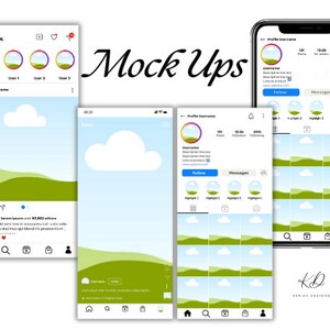 Editable Instagram Profile Mock-up Templates for Etsy: Feed, Reels ...