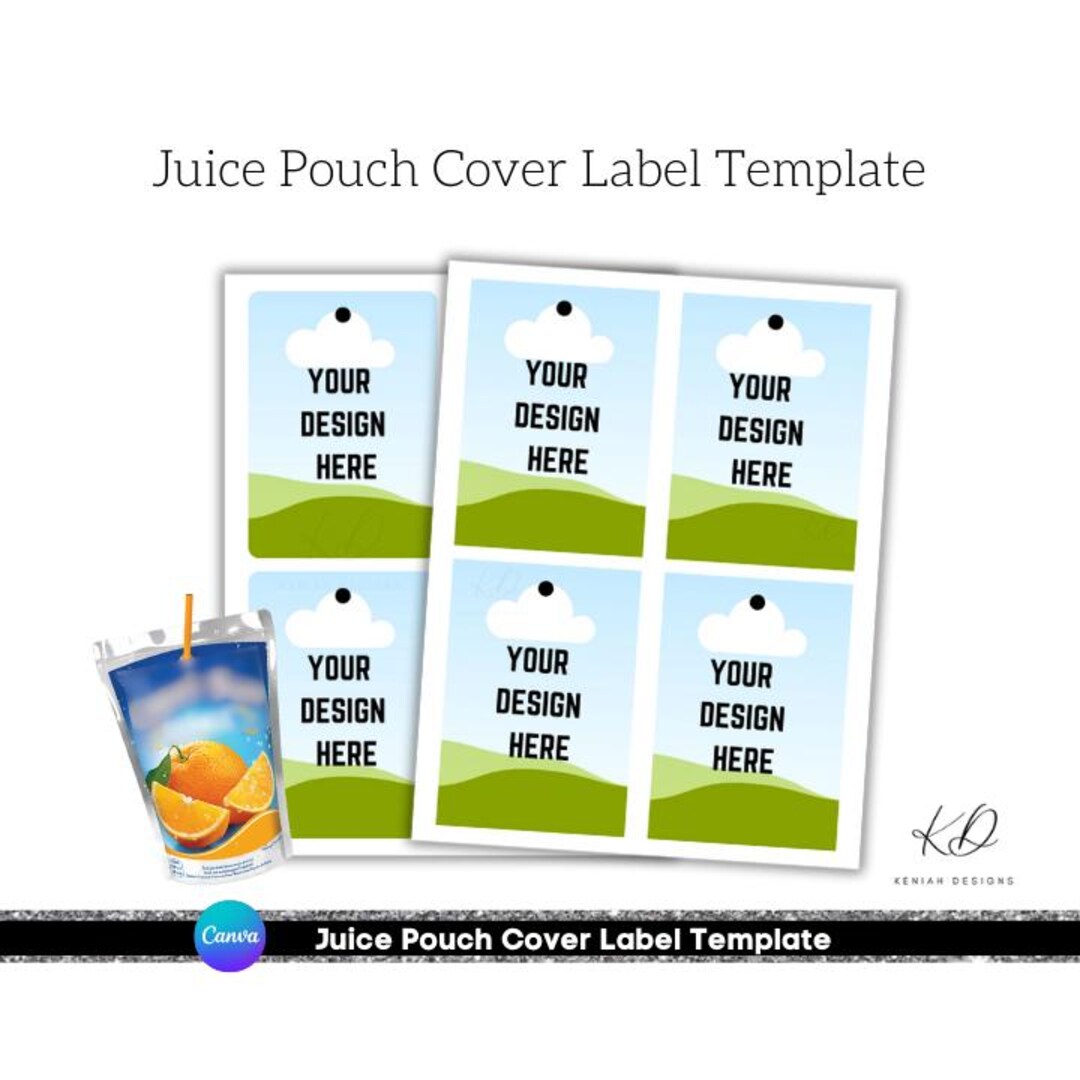 Blank Juice Pouch Template, Round and Square Juice Pouch Label, Juice ...