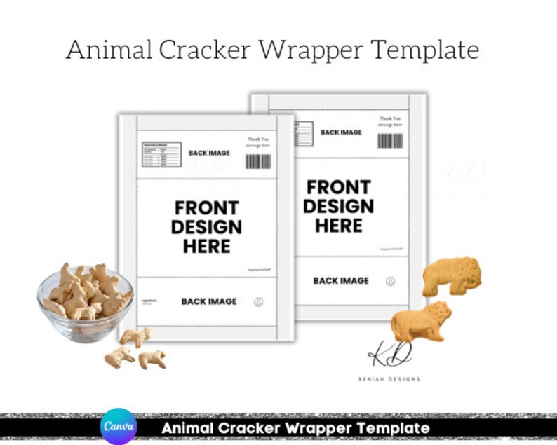 Animal Crackers Cookies Wrapper Template Canva Editable Party - Etsy