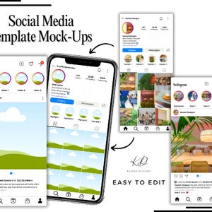 Editable Instagram Profile Mock-up Templates for Etsy: Feed, Reels ...