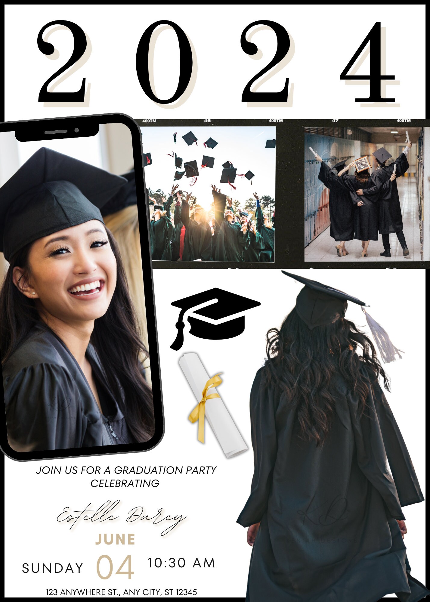 Editable Graduation Invitation Flyer, Graduation Party, Class of 2024 ...