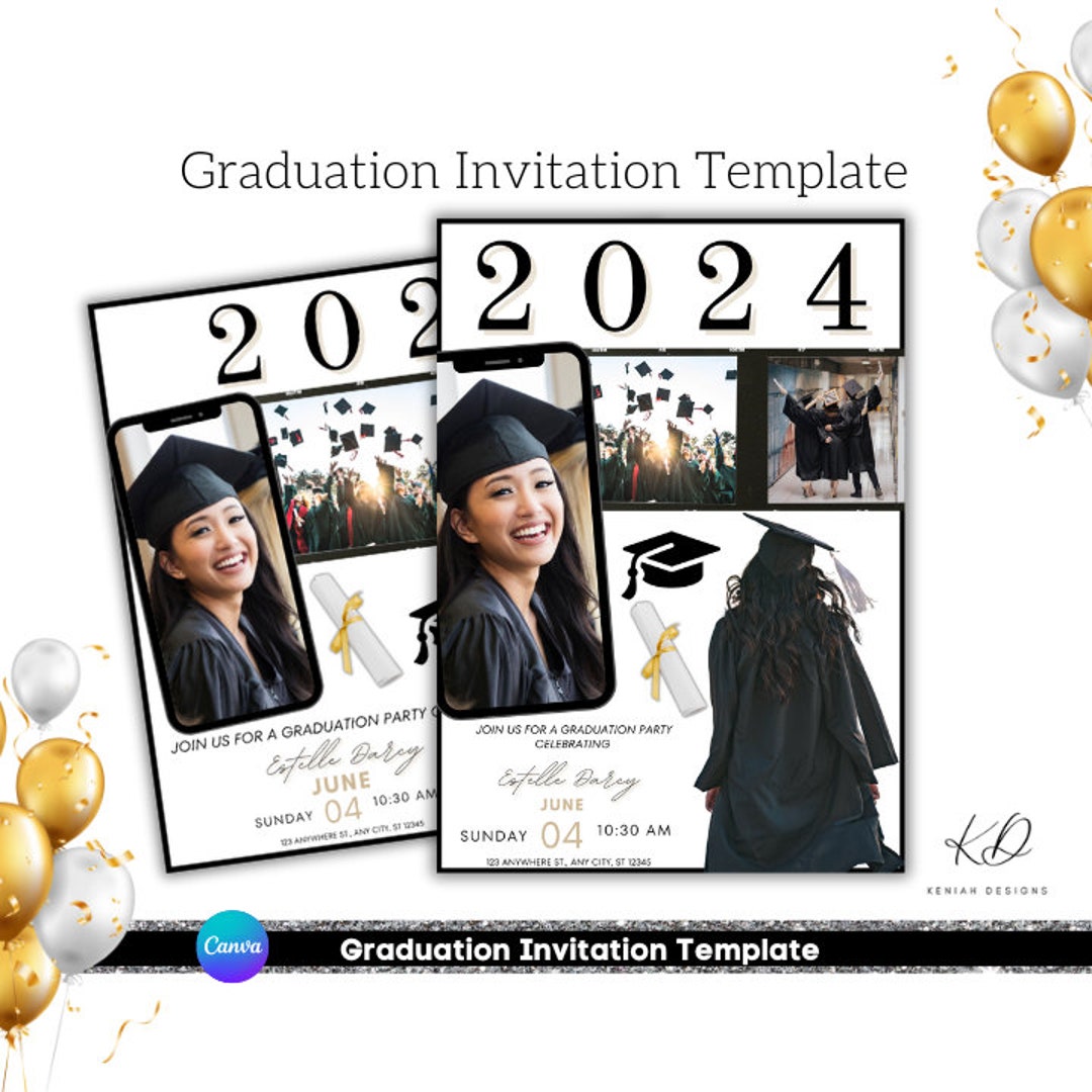 Editable Graduation Invitation Flyer, Graduation Party, Class of 2024 ...