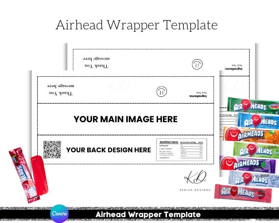 Airhead Wrapper Template Canva Editable Candy Party - Etsy