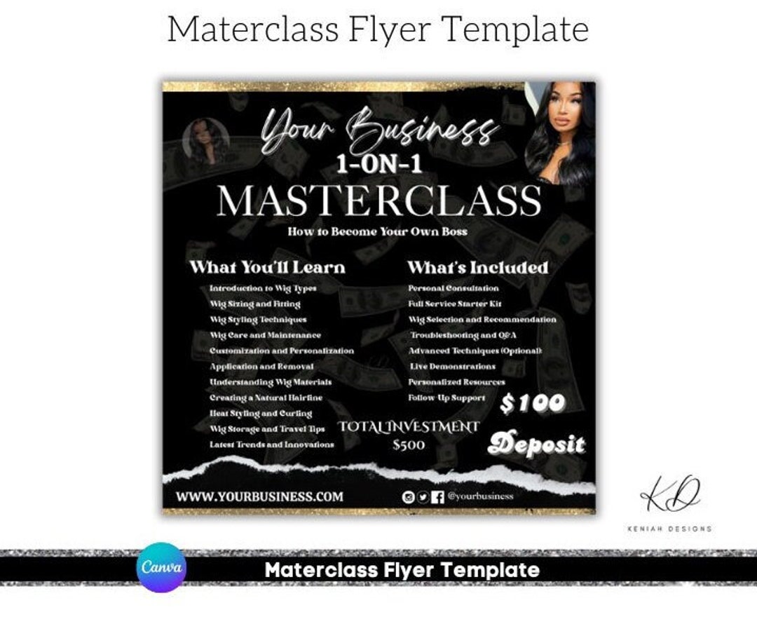 Masterclass Flyer, Wig Class Flyer, Hair Flyer, Hair Masterclass Flyer ...