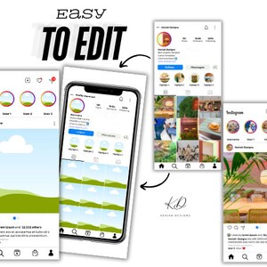 Editable Instagram Profile Mock-up Templates for Etsy: Feed, Reels ...