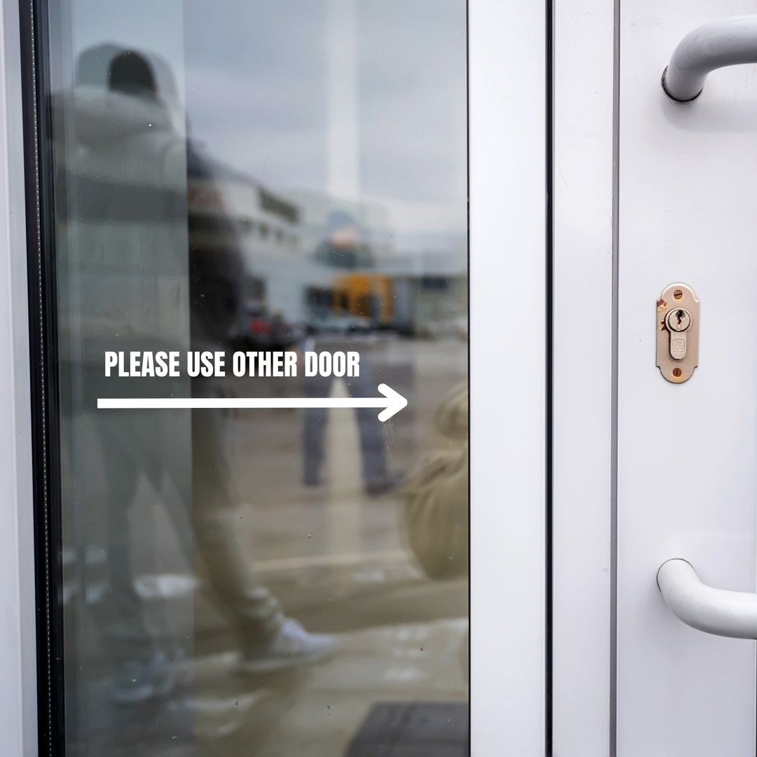 Please Use Other Door Vinyl Decal | Shop Entrance Arrow Sign - Etsy