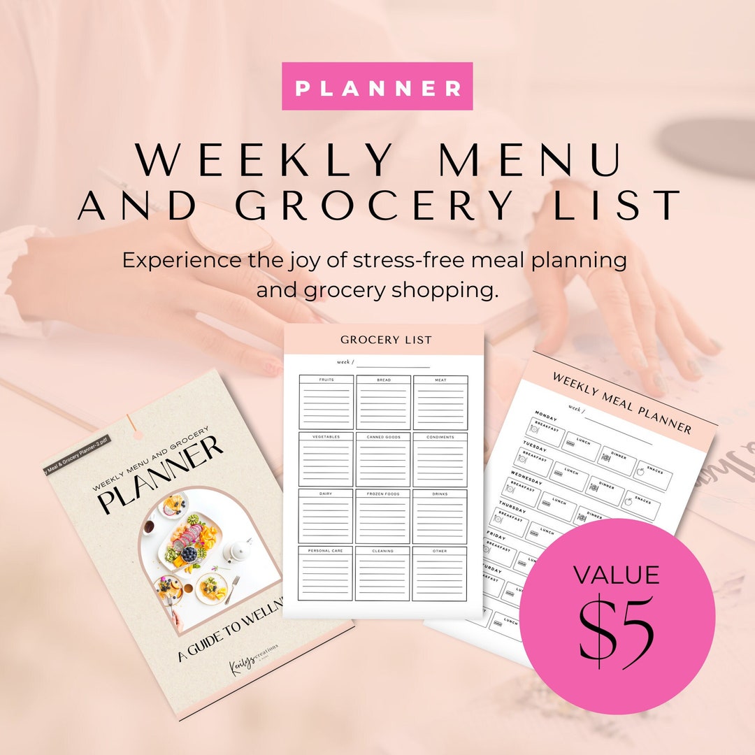 Weekly Meal & Grocery List Planner, Printable - Etsy