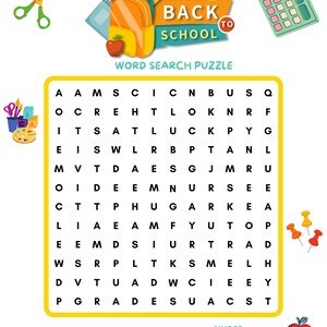 Kids Back to School Digital Download Word Search Puzzle - School House ...
