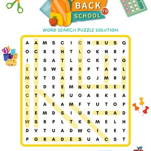 Kids Back to School Digital Download Word Search Puzzle - School House ...