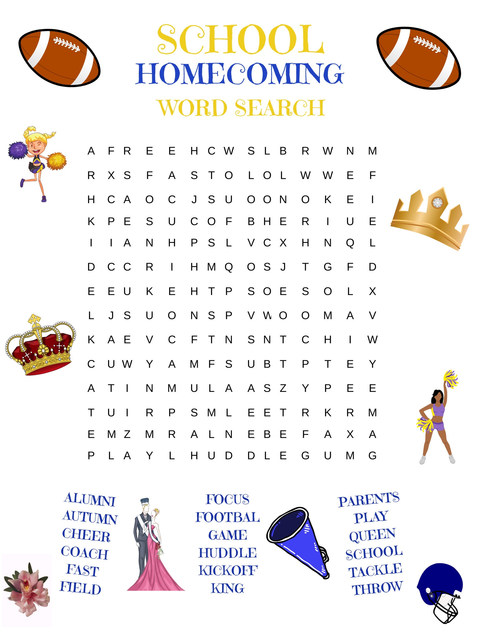 School Homecoming Word Search Puzzle - Homecoming Download Printable ...