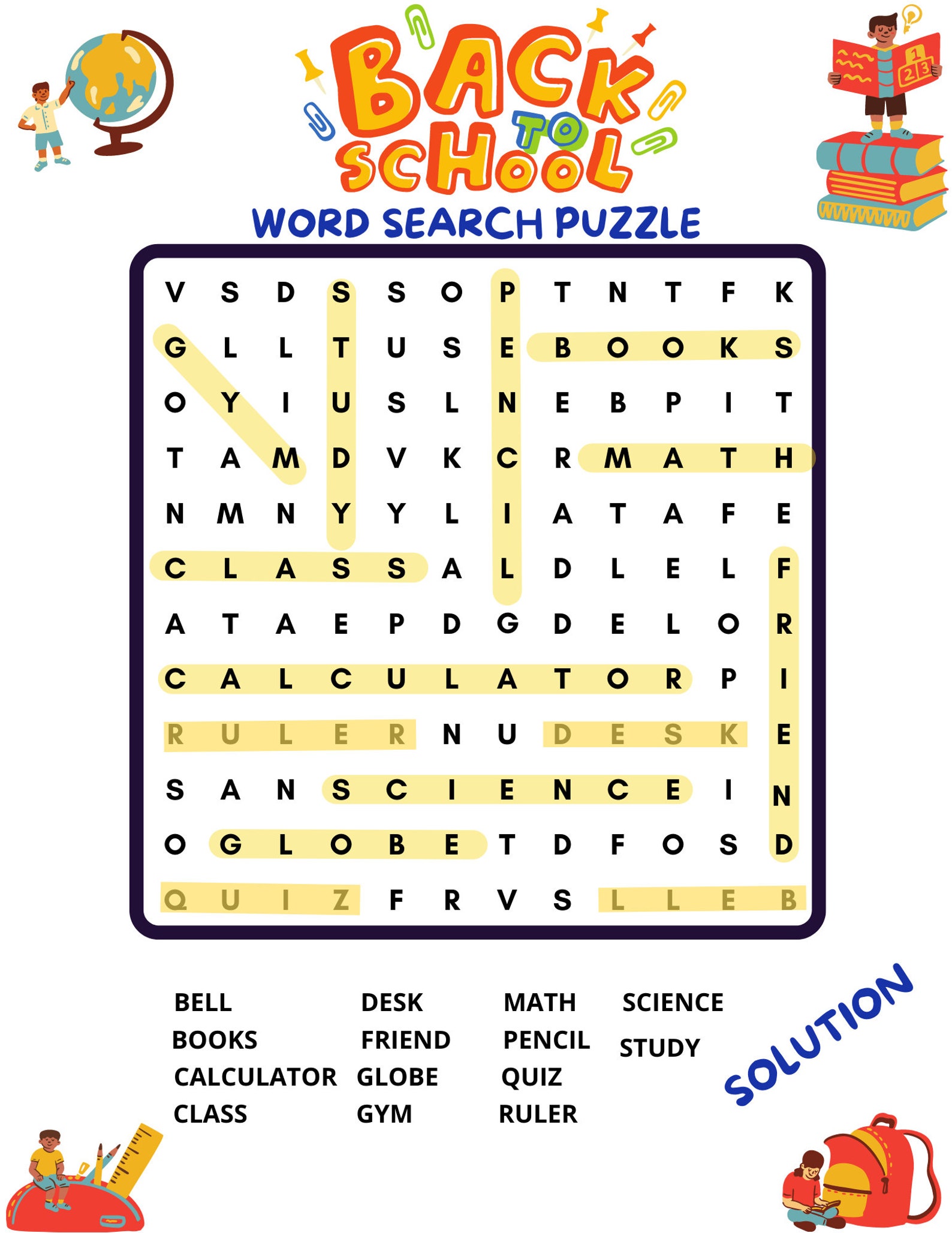 Back to School Word Search Puzzle - Downloadable Word Search School ...