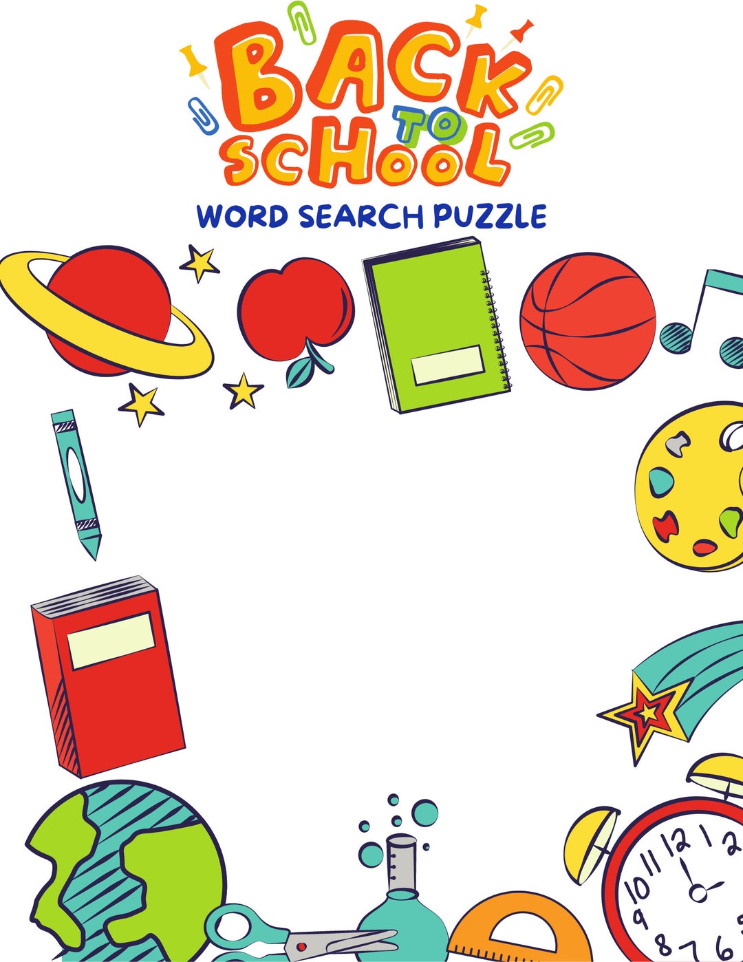 Back to School Word Search Puzzle - Downloadable Word Search School ...
