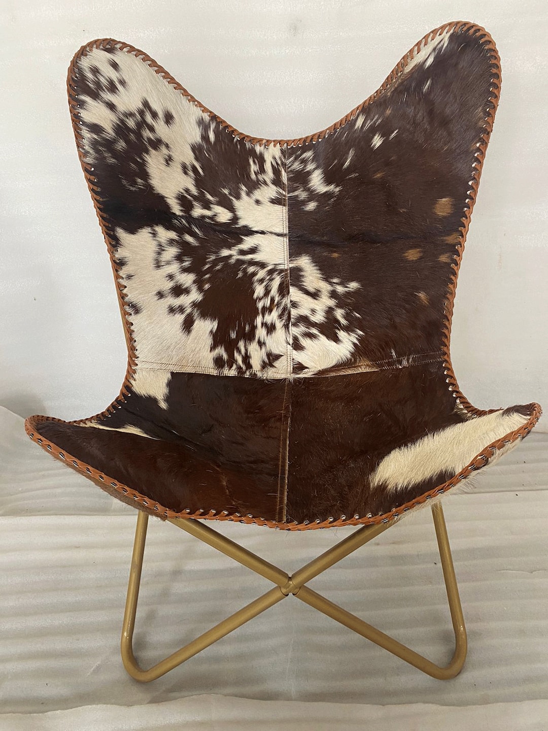Classic Handcrafted Leather Butterfly Chair Leather Arm BKF Cowhide ...