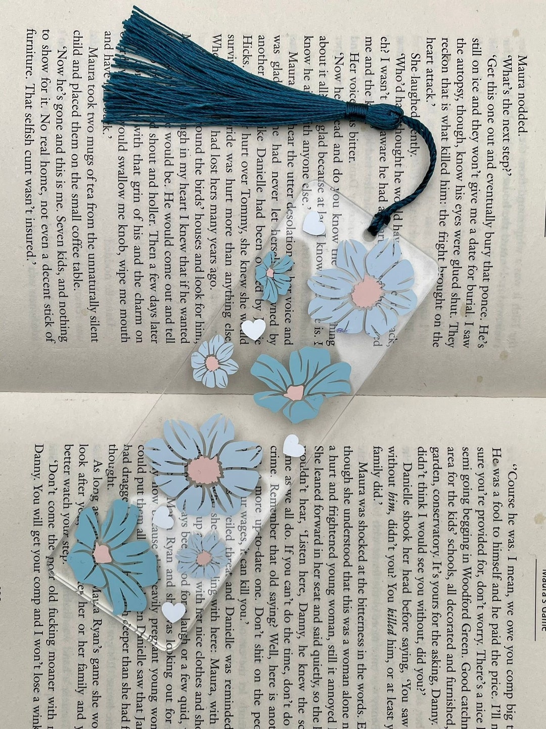 Bookmarks Blue Flower Bookmark Gift for Book Gift for Teacher ...
