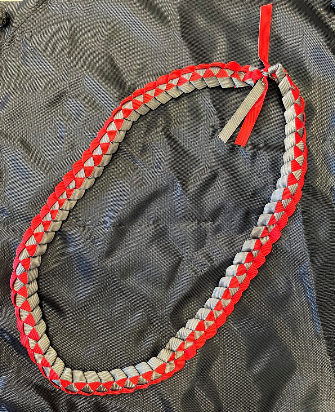Handmade Hawaiian Ribbon Lei - Red and Gray - Etsy