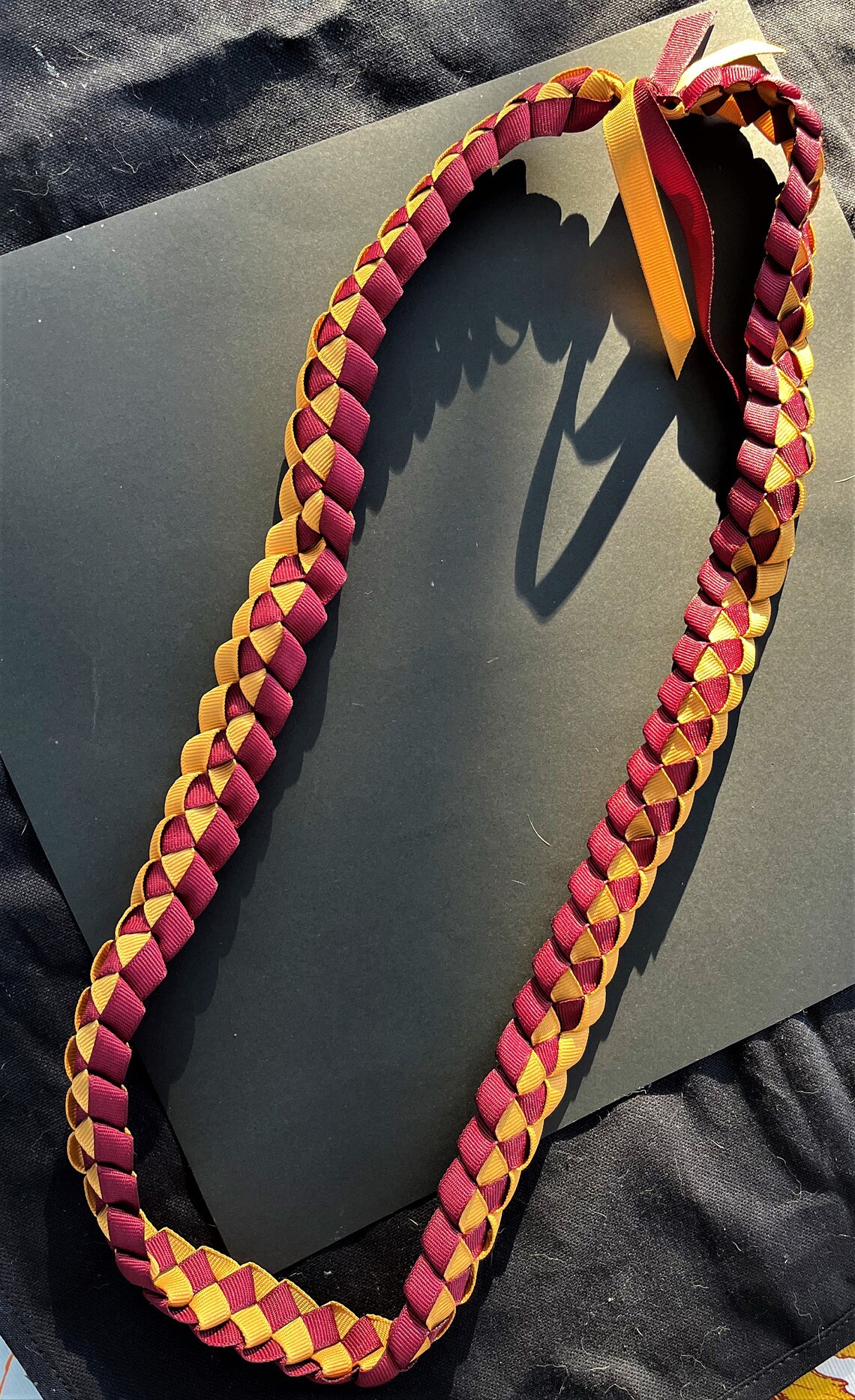 Handmade Hawaaiin Ribbon Leis - Maroon and Gold - Etsy