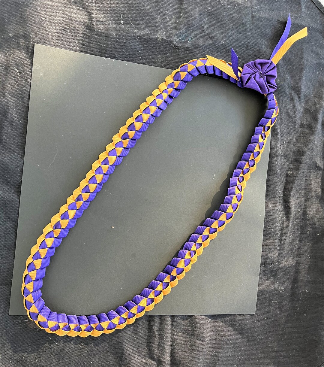 Handmade Hawaiian Ribbon Leis - Purple and Gold - Etsy