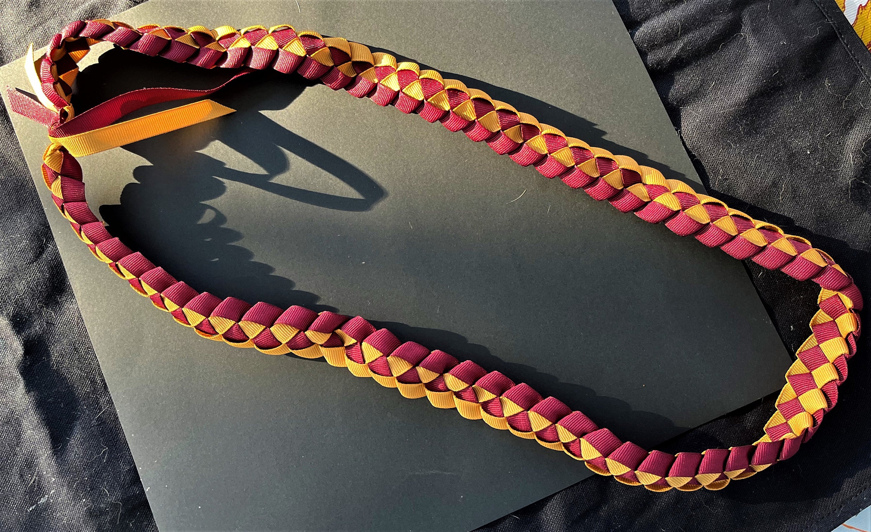 Handmade Hawaaiin Ribbon Leis - Maroon and Gold - Etsy