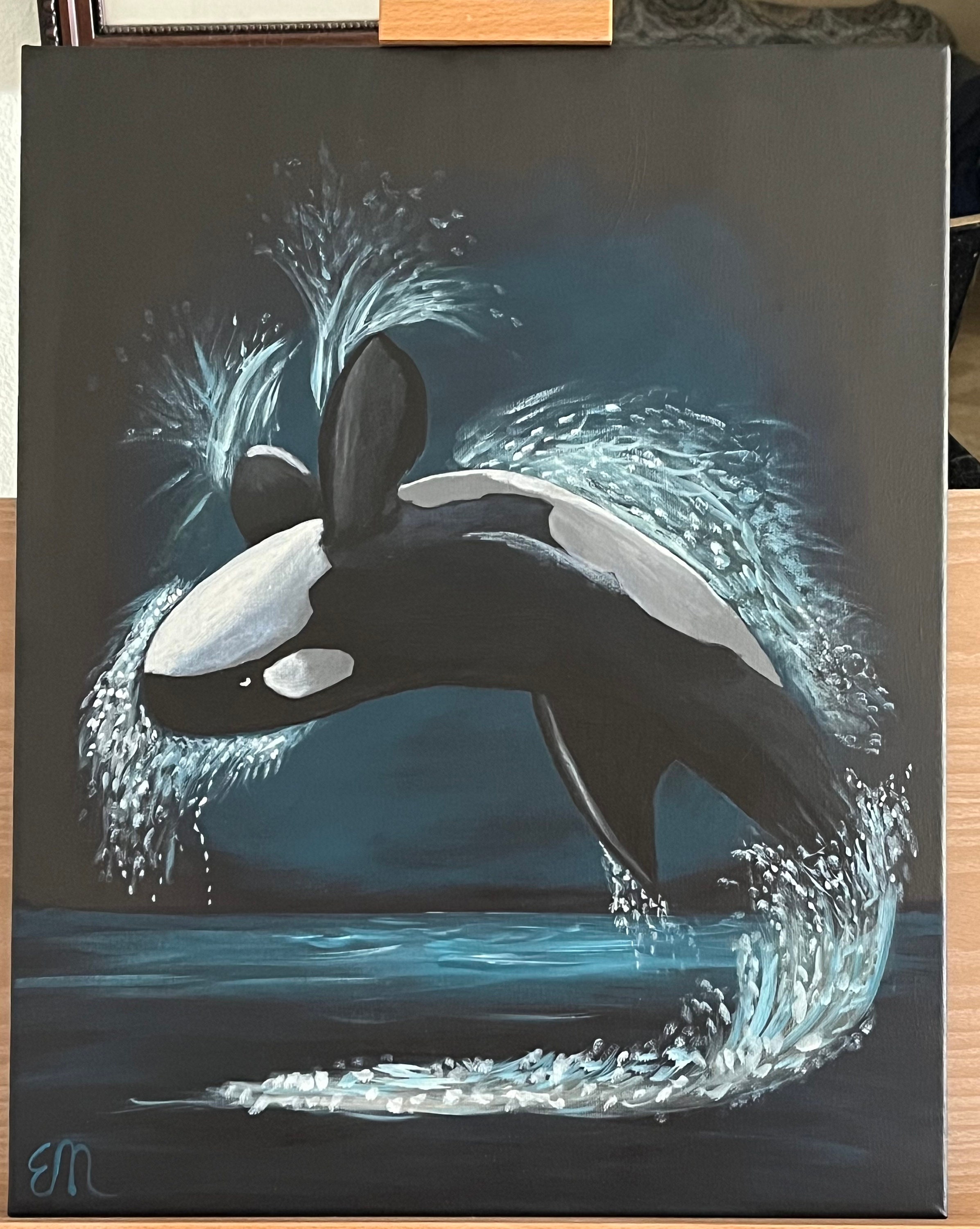 16x20 Acrylic Painting - Breaching Orca - Etsy