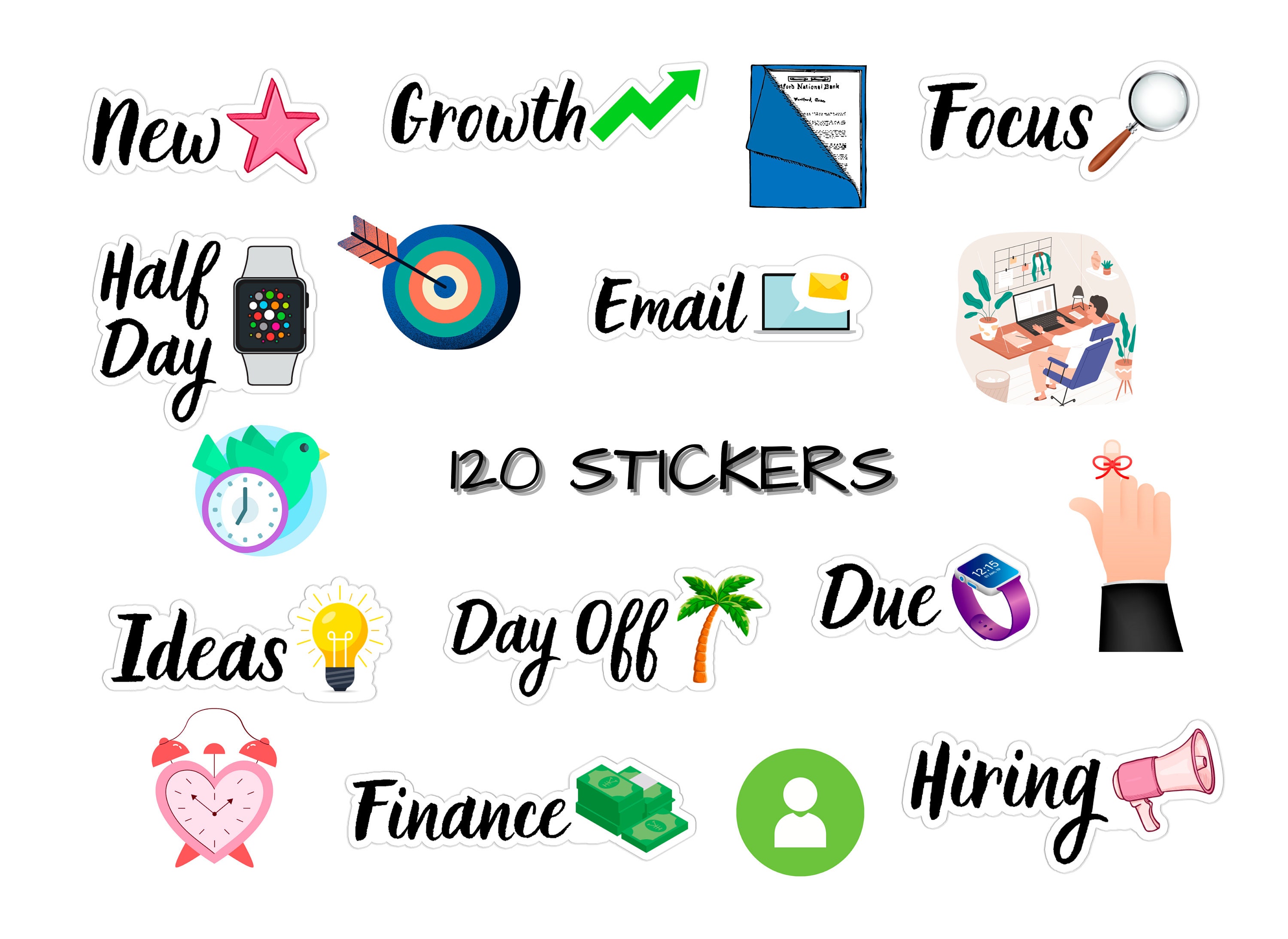 Digital Office & Work Planning Stickers for Goodnotes: Precropped PNG ...