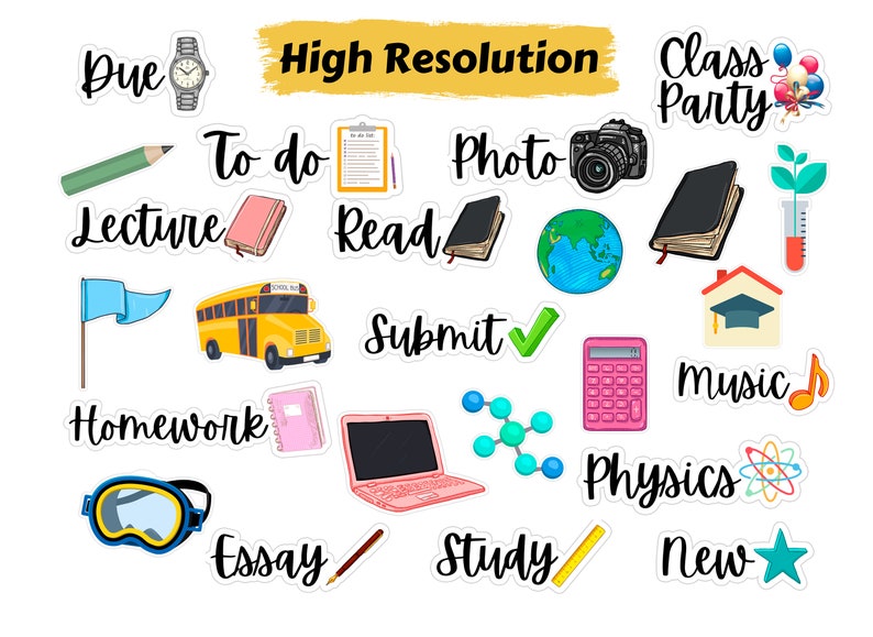 College Planner Stickers College Stickers STUDY Digital - Etsy