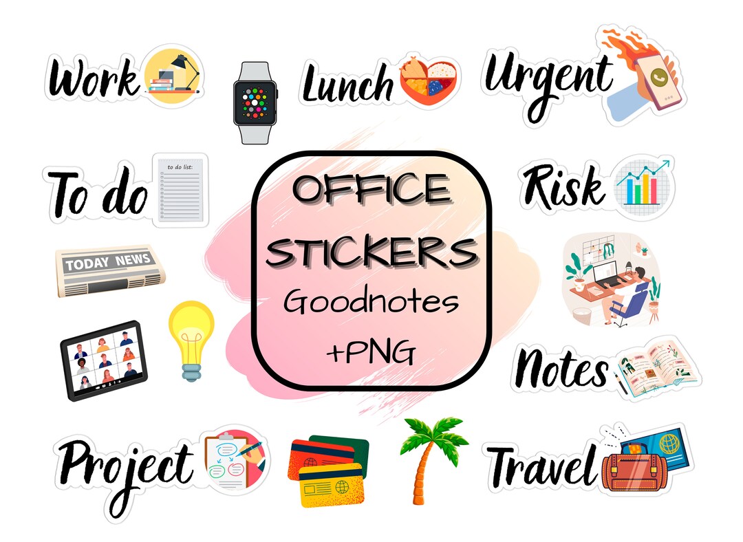 Digital Office & Work Planning Stickers for Goodnotes: Precropped PNG ...