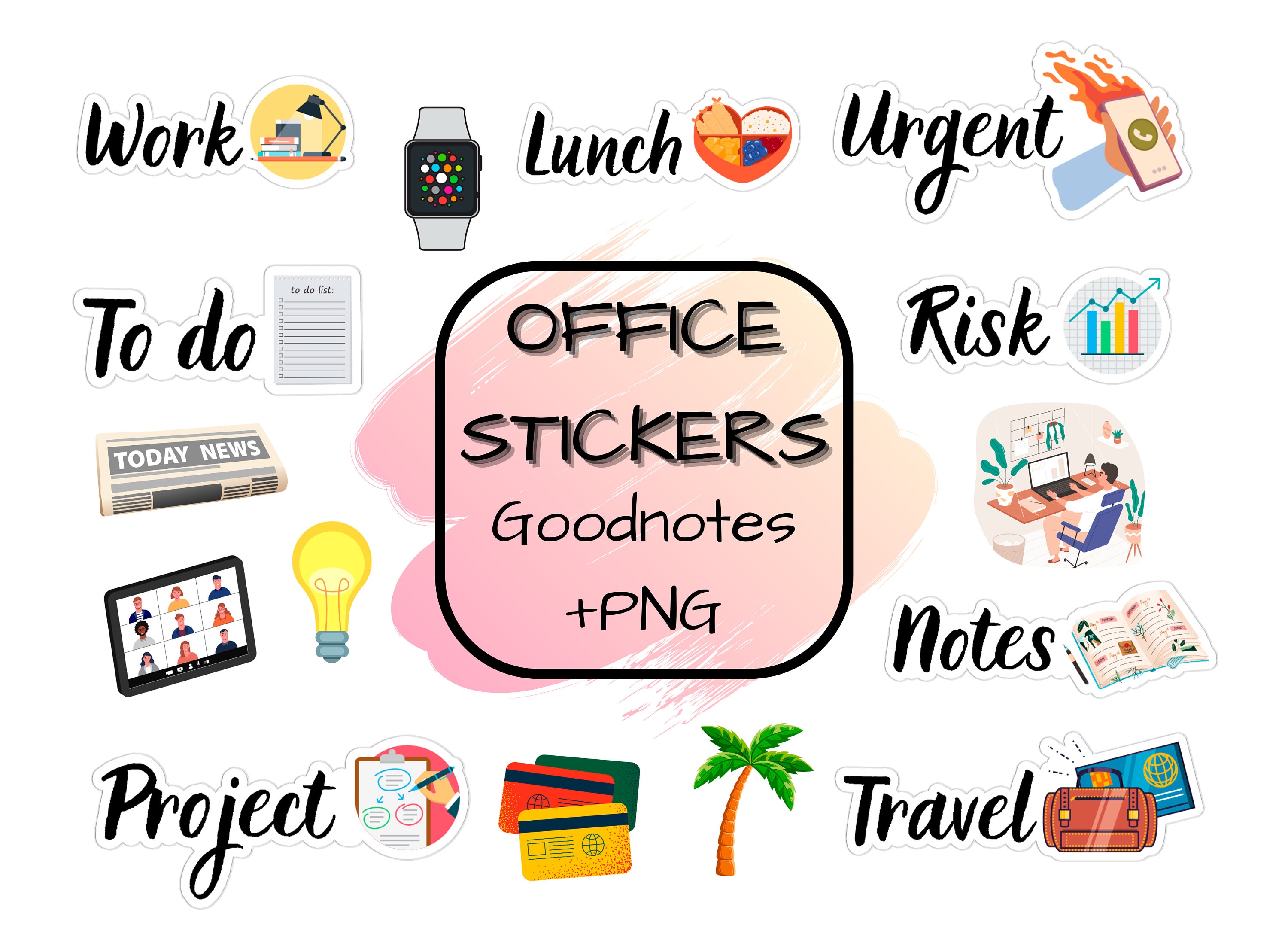 Office Digital Stickers for Goodnotes, Work Stickers, Office Stickers ...