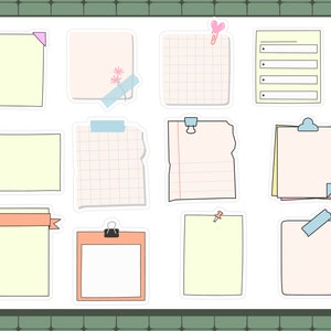 Aesthetic Digital Sticky Notes and Stickers: Planner Accessories for ...