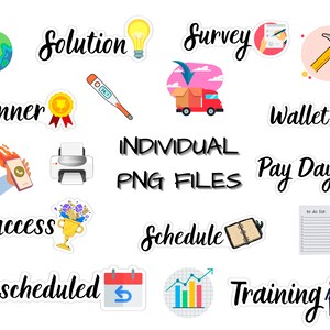Digital Office & Work Planning Stickers for Goodnotes: Precropped PNG ...