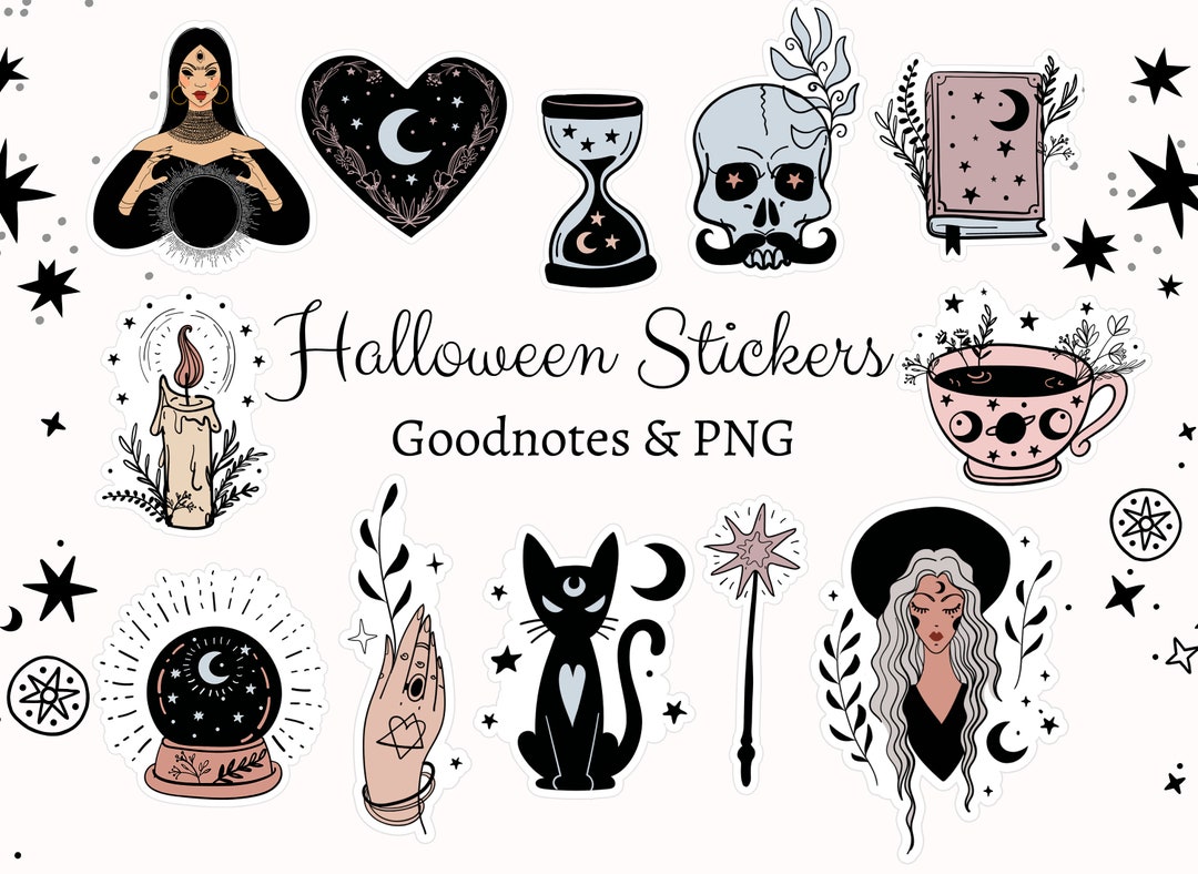 Magical Halloween Digital Stickers for Planners: Spooky Cute PNG ...