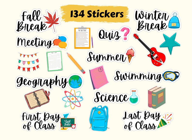 College Planner Stickers College Stickers STUDY Digital - Etsy