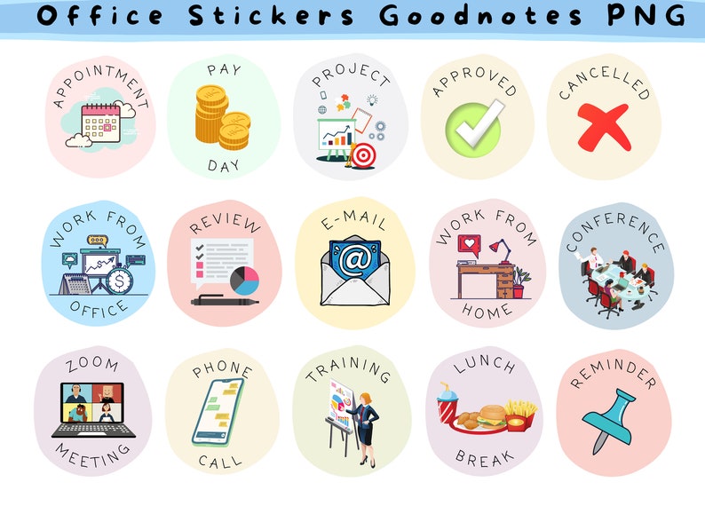 Office Digital Stickers for Goodnotes Work Stickers Office - Etsy