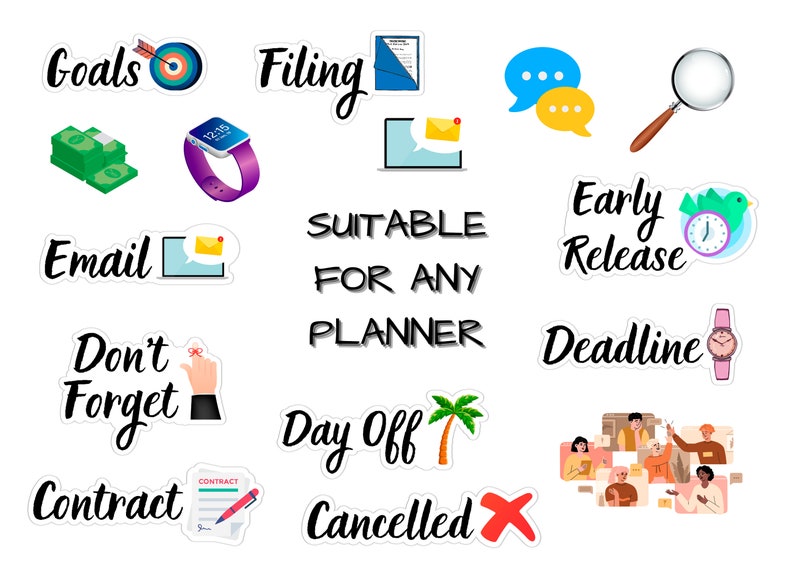 Digital Office & Work Planning Stickers for Goodnotes: Precropped PNG ...