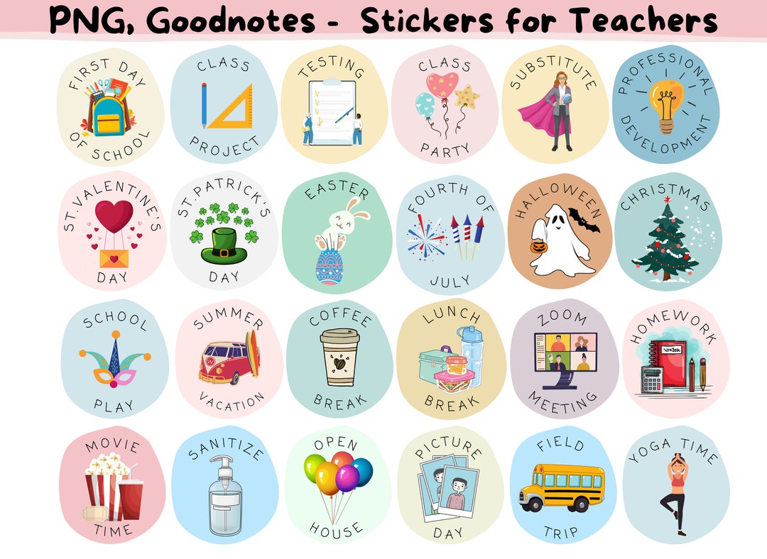 Digital Teacher Stickers, Teacher Planner Stickers, Teacher Planner ...