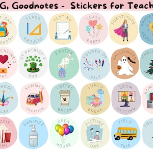 Digital Teacher Stickers, Teacher Planner Stickers, Teacher Planner ...