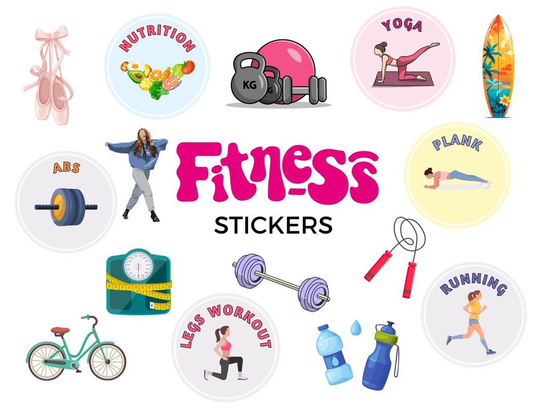FITNESS Digital Stickers for Goodnotes, Exercise Pre-cropped Digital ...