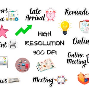Digital Office & Work Planning Stickers for Goodnotes: Precropped PNG ...