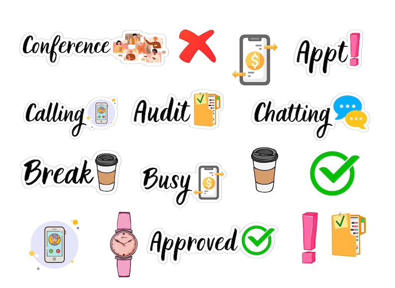 Digital Office & Work Planning Stickers for Goodnotes: Precropped PNG ...