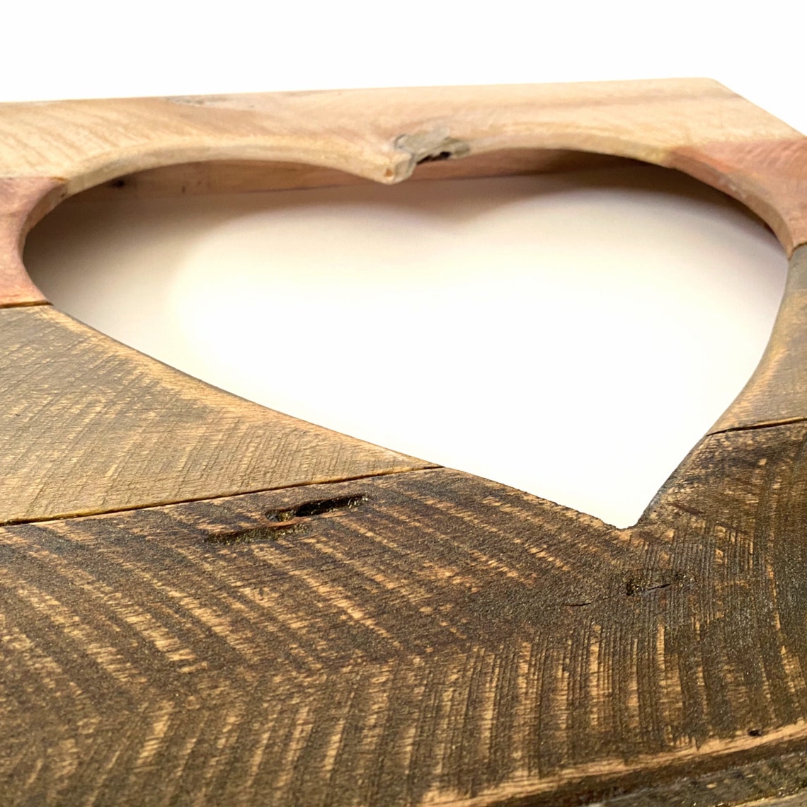 Rustic Wooden Wall Art With Heart Shaped Cut Out, Reclaimed Wood Heart ...