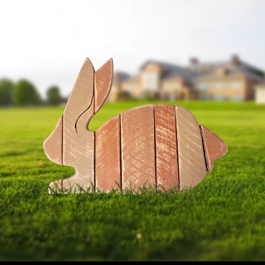 Rustic Wooden Easter Bunny, Easter Bunny Wood Carving for Spring Decor ...