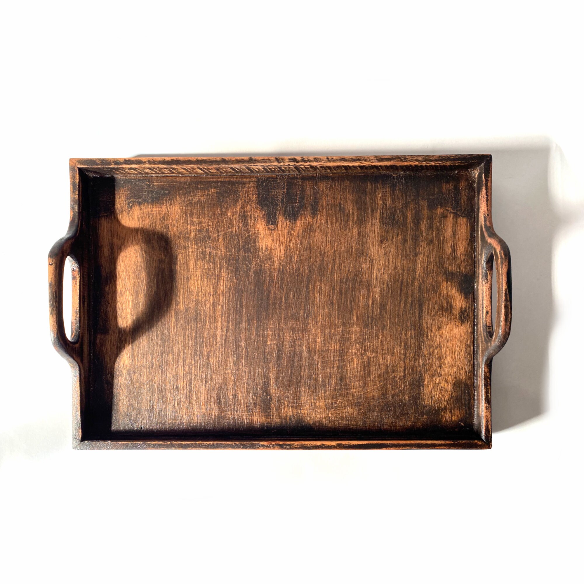 Large Rustic Wooden Tray, Serving Tray, Wooden Ottoman Tray, Coffee ...