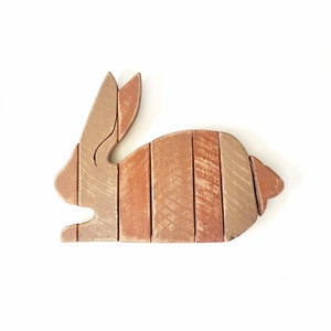 Rustic Wooden Easter Bunny, Easter Bunny Wood Carving for Spring Decor ...
