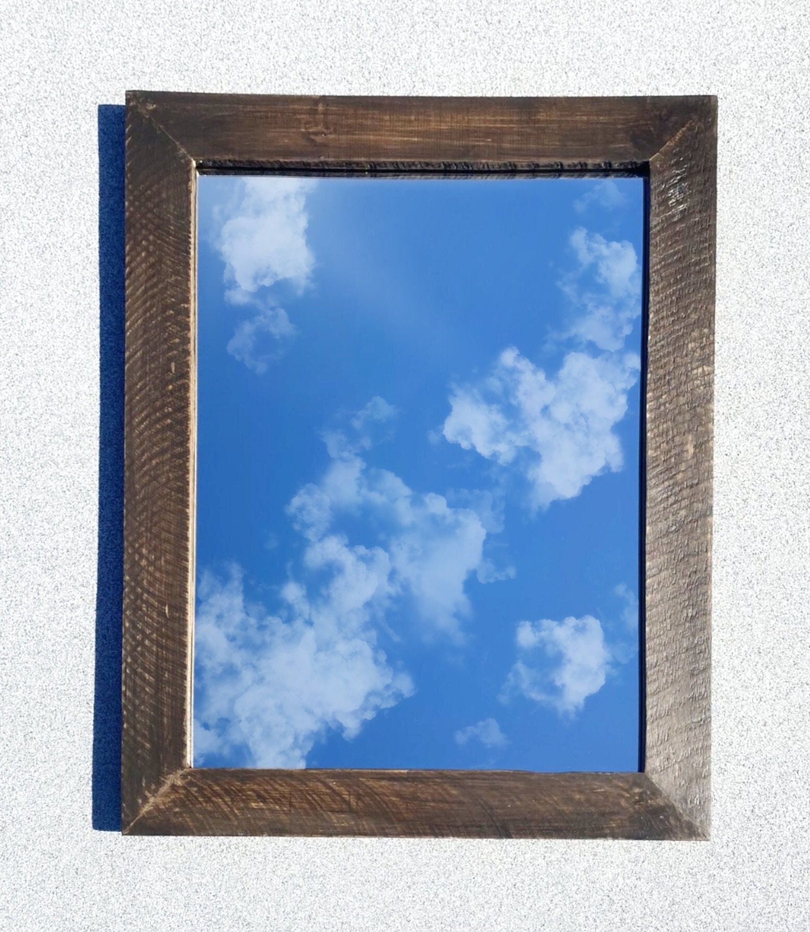 Large Upcycled Mirror W/ Reclaimed Wood Frame, Rustic Wooden Wall ...