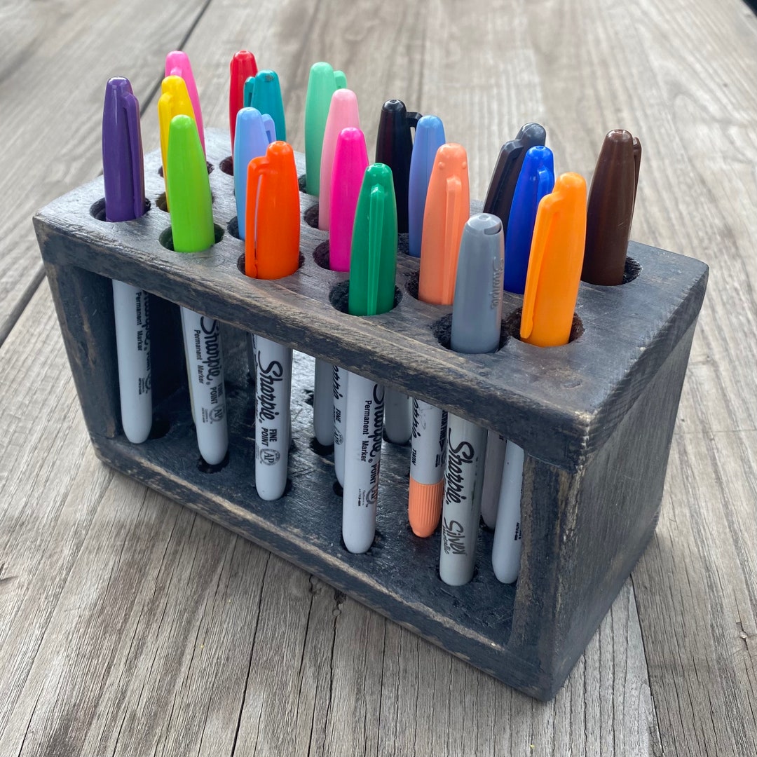 Contemporary Rustic Desk Organizer, Modern Rustic Wood Pen Holder ...