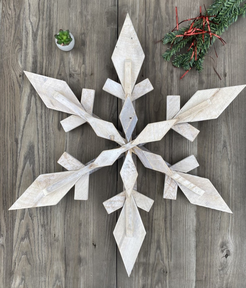 Big Pretty White Rustic Wooden Snowflake, Holiday Decor, Christmas ...